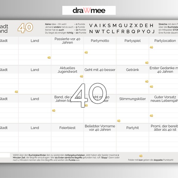 40th Birthday Quiz Template - Etsy