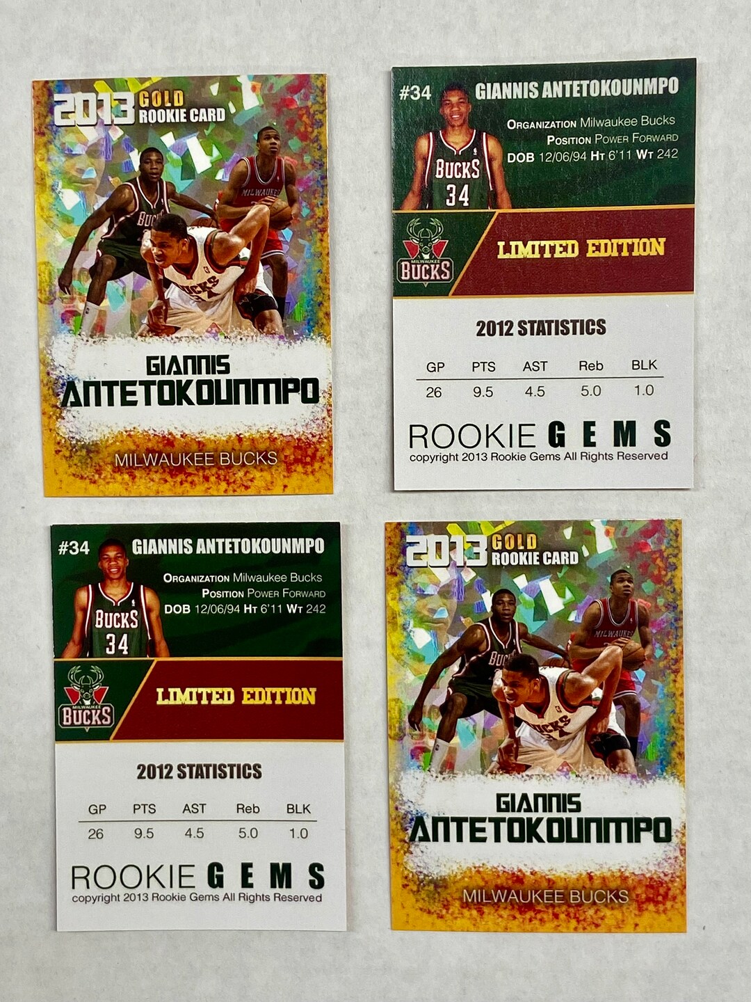 4 Giannis Antetokounmpo, 2013, Milwaukee Bucks Gold Rookie Cards - Etsy