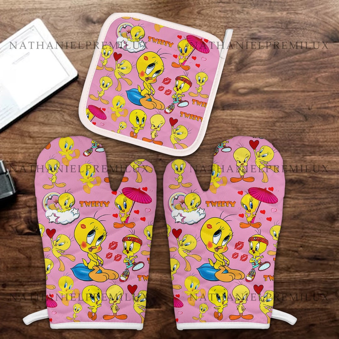 Tweety Bird Combo 2 Oven Mitts and 1 Pot Holder Set, Tweety Bird ...