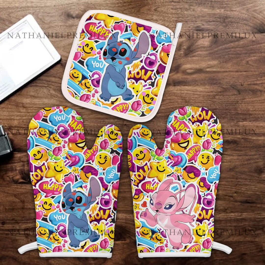 Cute Stitch Combo 2 Oven Mitts and 1 Pot Holder Set, Cute Stitch ...