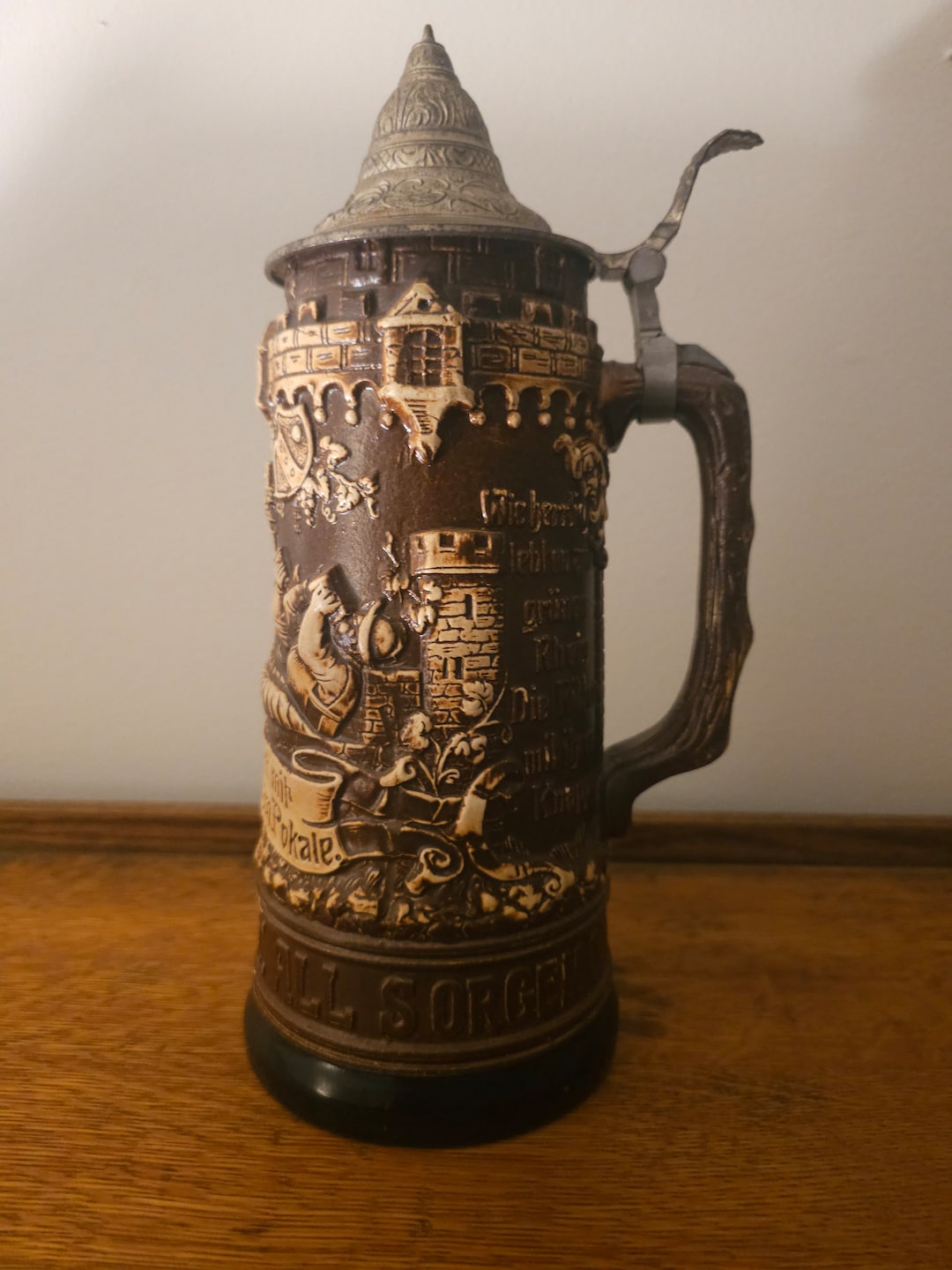Large German Beer Stein Brown Color 12 Tall Authentic - Etsy