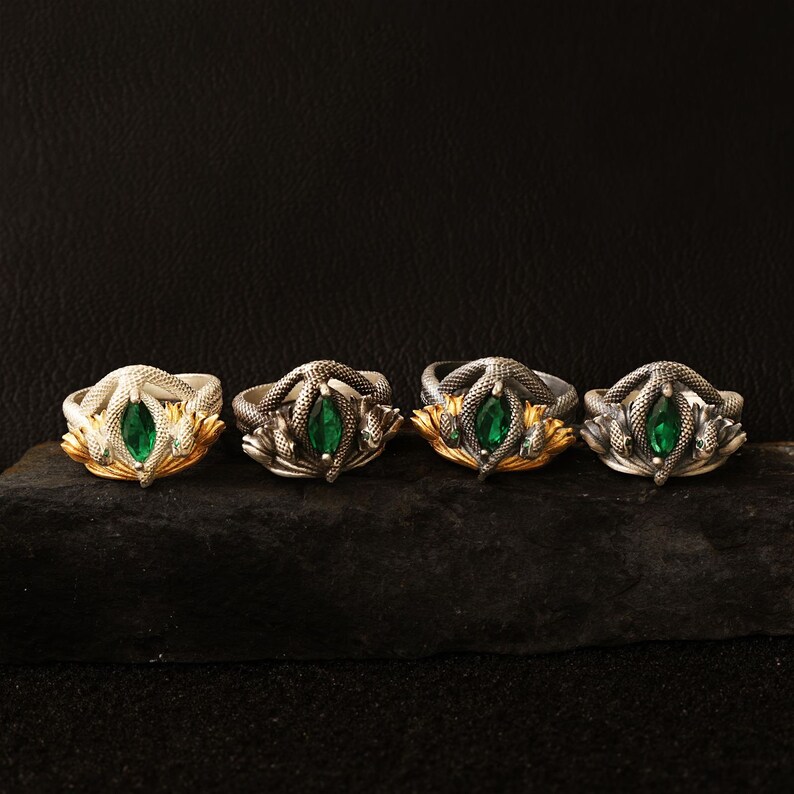 Two Snakes Ring, Sterling Silver Ring, Ring of Barahir, Elessar Ring ...