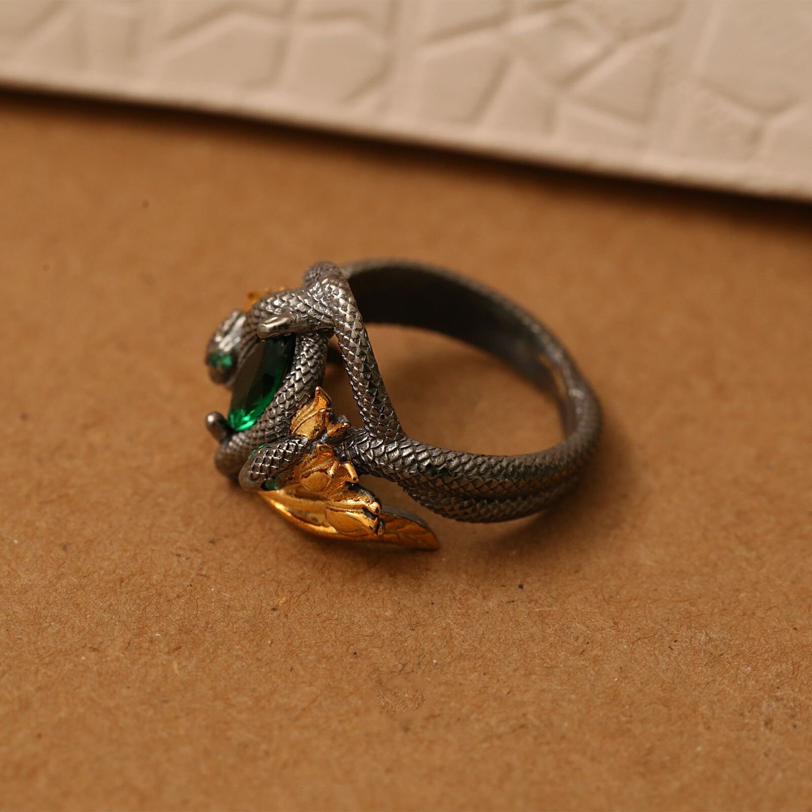 Two Snakes Ring, Sterling Silver Ring, Ring of Barahir, Elessar Ring ...