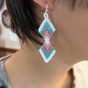 Native American-made Beaded Earrings - Chevron Design - Etsy