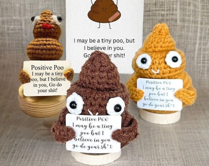 Crochet Positive Poo Plushy Desk Decor, Poop Emoji, Positive Poop Doll ...