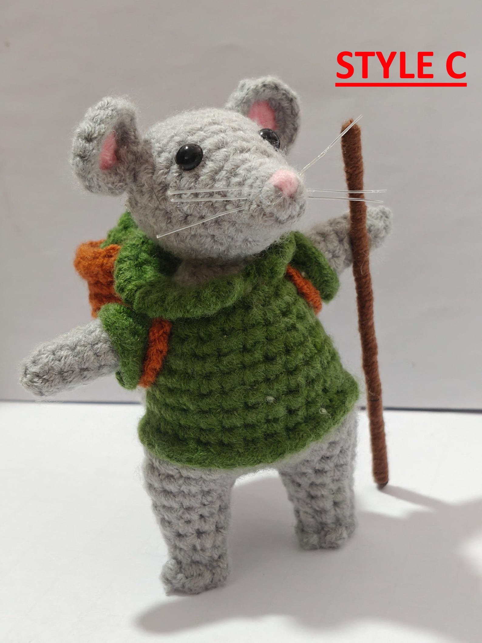 Adventure Mouse Crochet Plush, Handmade Hiking Amigurumi With Backpack ...