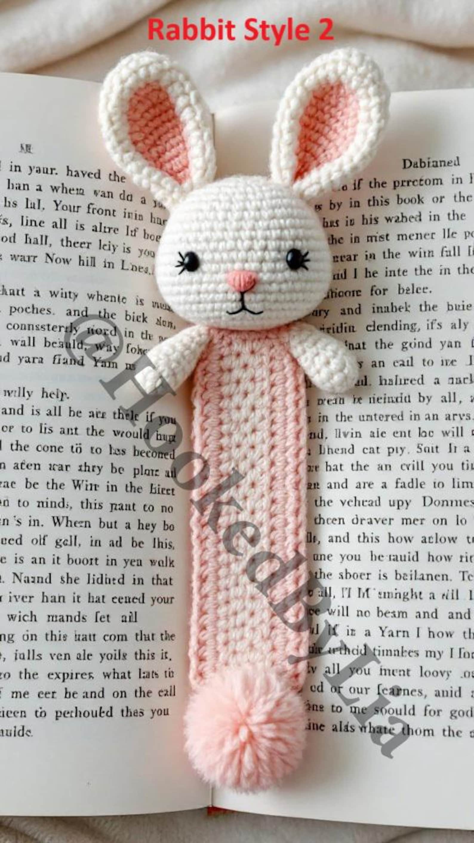 Crochet Rabbit Bookmark, Handmade 3D Rabbit Head, Premium Yarn, Cute ...