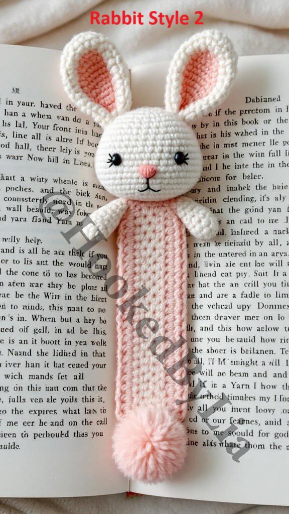Crochet Rabbit Bookmark, Handmade 3D Rabbit Head, Premium Yarn, Cute ...