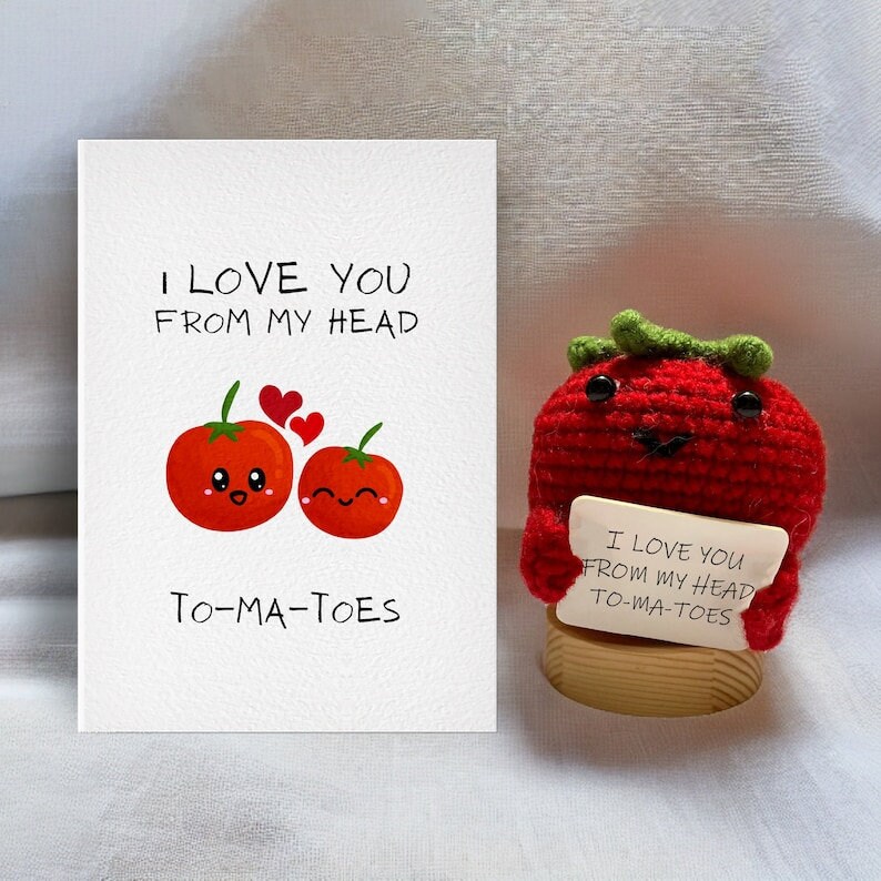 3pcs Cute Crochet Positive Tomato, Gag Gift, Crochet Plushy, Handmade ...
