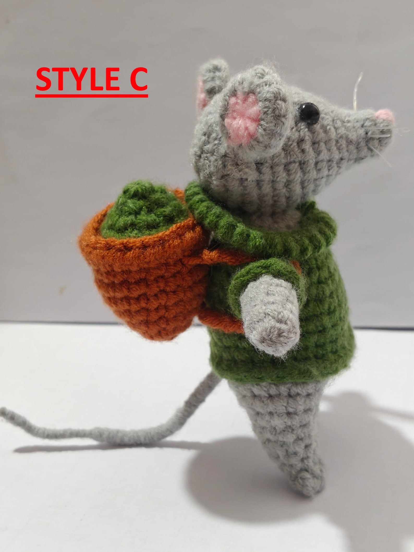 Adventure Mouse Crochet Plush, Handmade Hiking Amigurumi With Backpack ...