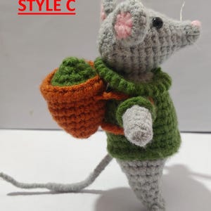 Adventure Mouse Crochet Plush, Handmade Hiking Amigurumi With Backpack ...