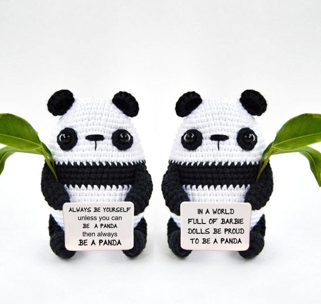 Positive Panda Crochet Toy Motivational Quotes Panda Lover Gift L ...