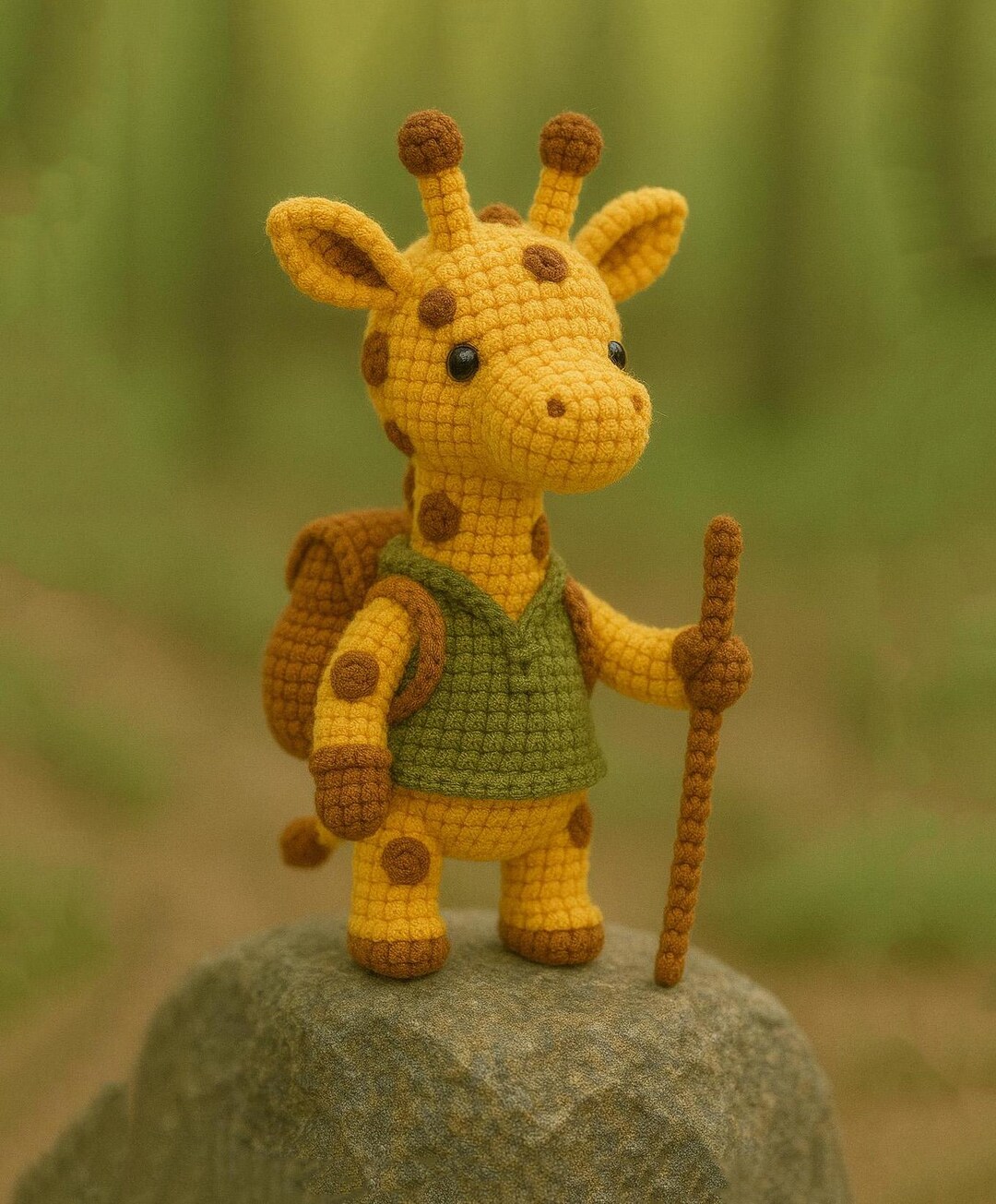Tiny Explorer Giraffe Plush – Handmade Crochet Hiker With Backpack ...