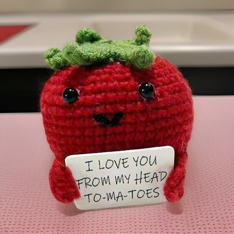 3pcs Cute Crochet Positive Tomato, Gag Gift, Crochet Plushy, Handmade ...