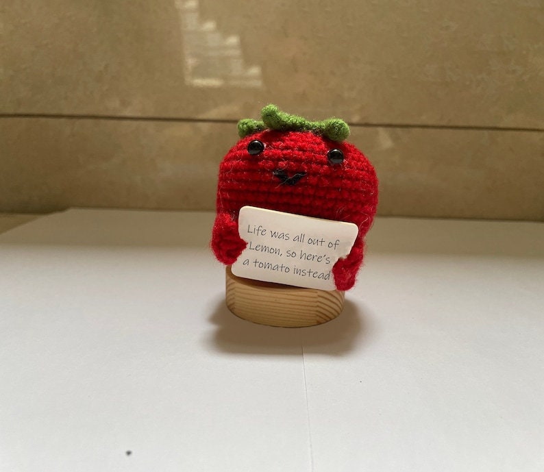 3pcs Cute Crochet Positive Tomato, Gag Gift, Crochet Plushy, Handmade ...