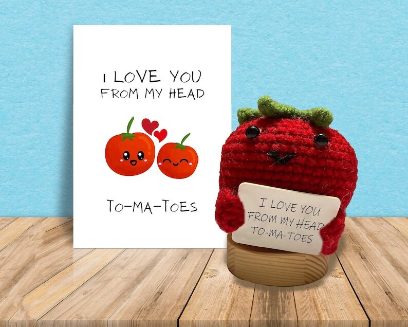 3pcs Cute Crochet Positive Tomato, Gag Gift, Crochet Plushy, Handmade ...