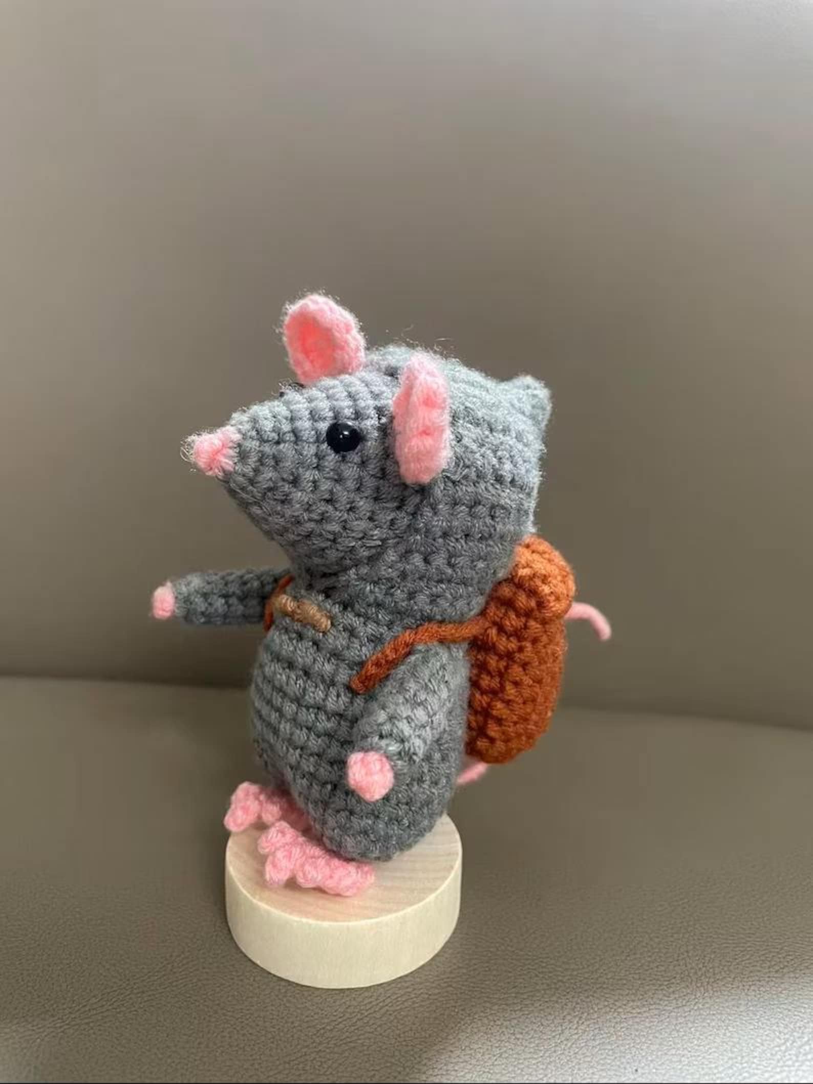 Adventure Mouse Crochet Plush, Handmade Hiking Amigurumi With Backpack ...