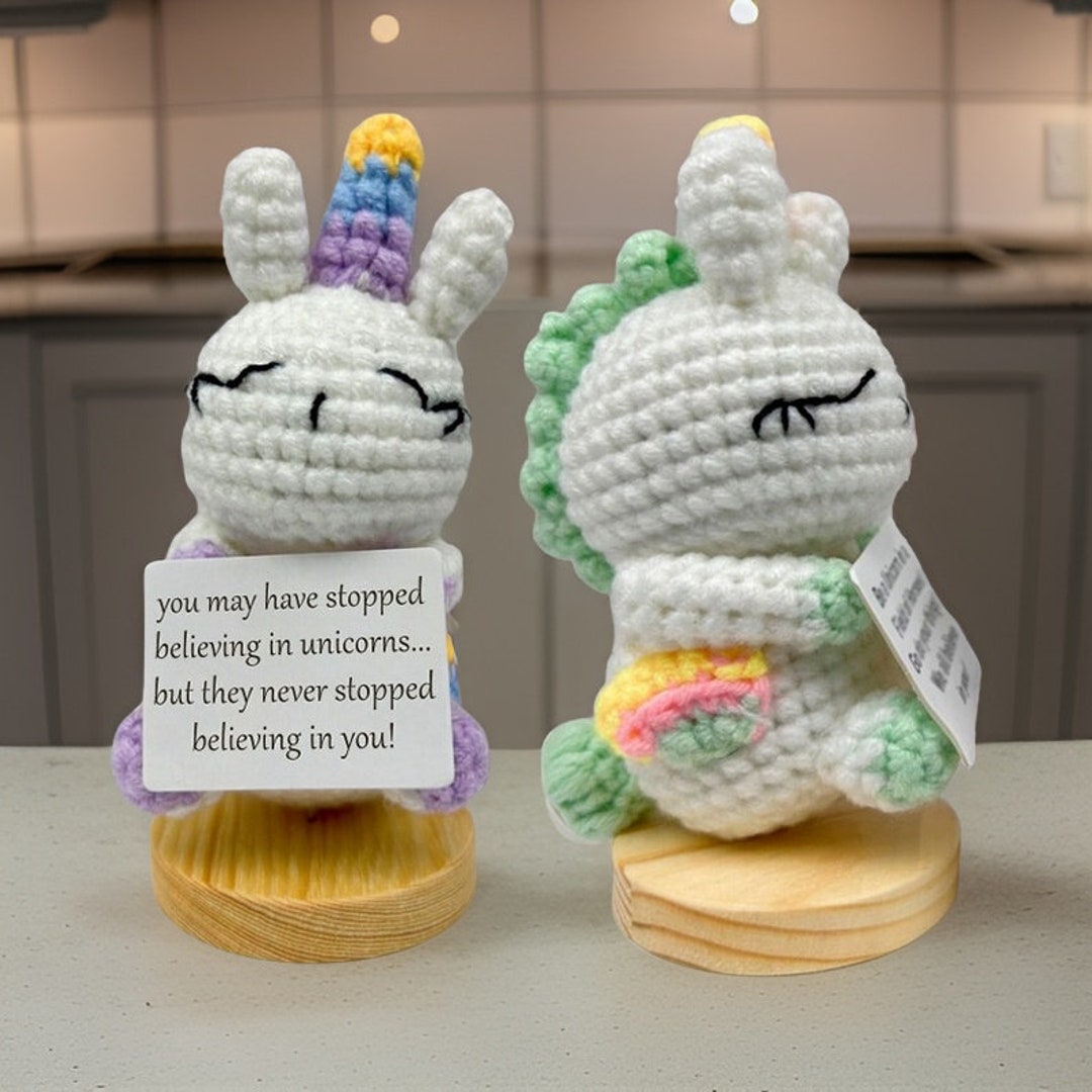 Positive Unicorn Crochet Desk Decor Birthday Gift Unicorn Lover Gift L ...