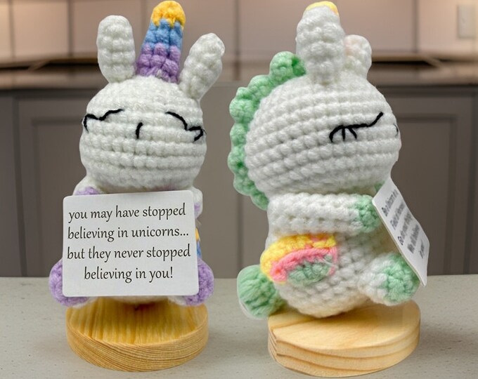 Positive Unicorn Crochet Desk Decor Birthday Gift Unicorn Lover Gift L ...
