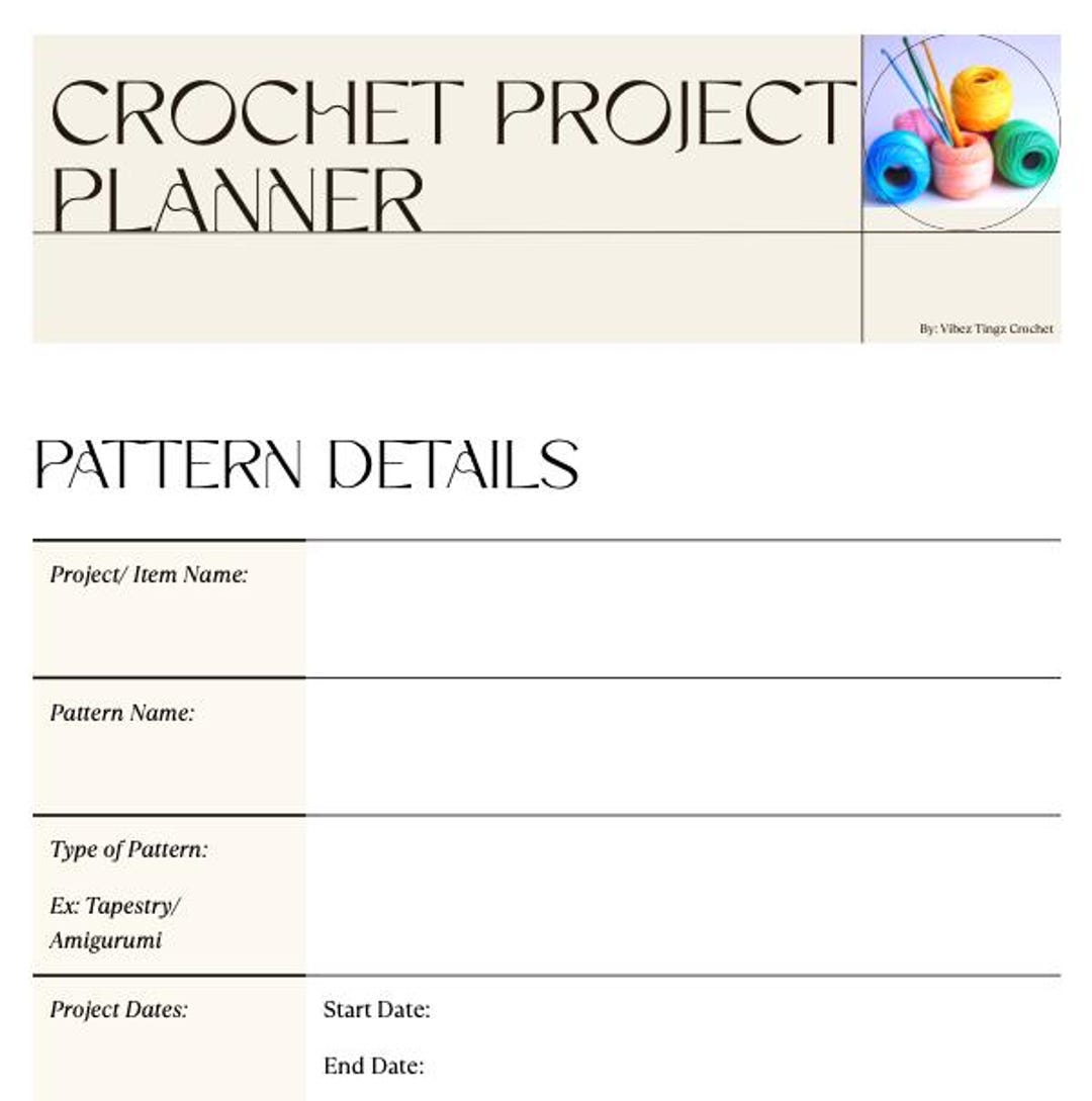 Digital PDF Crochet Project Planner Detailed Organizer Journal Track ...