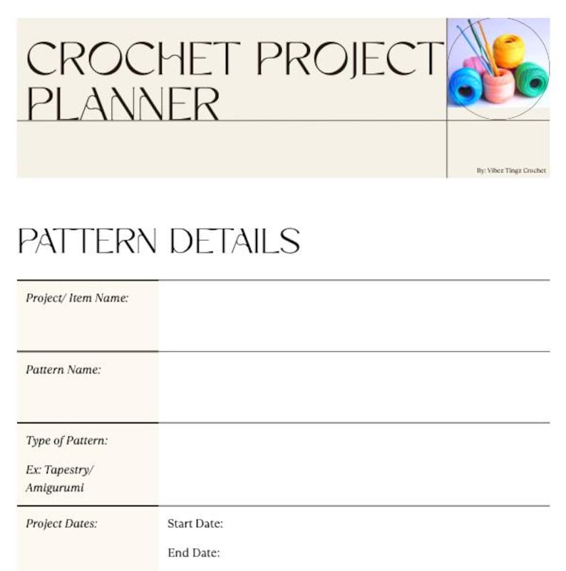 Digital PDF Crochet Project Planner Detailed Organizer Journal Track ...