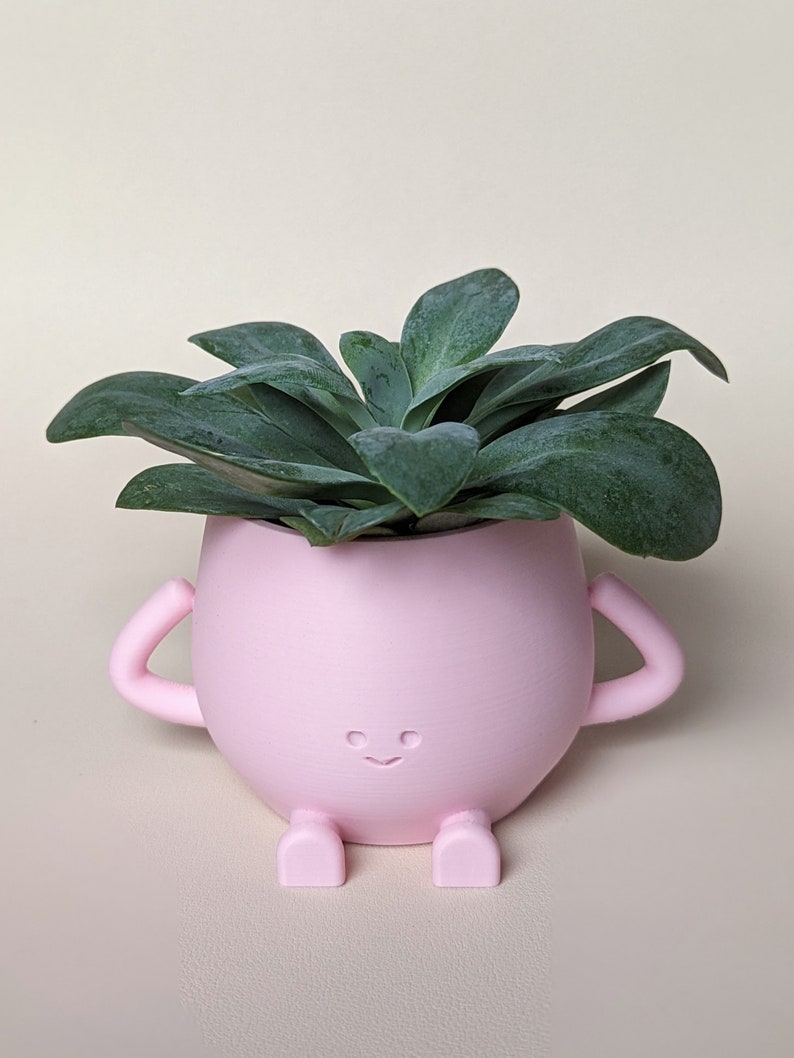 Set of happy face plant pots cute plant pot hear see and be silent ...