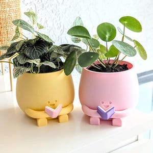 Reading Plant Pot Reading Book Lover Gift for Her Cozy Plant Pot Happy ...