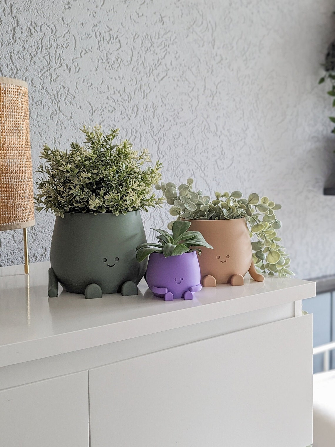 Beige Plant Pot Face Happy Cute Plant Pot Decoration Indoor Planter Pot ...