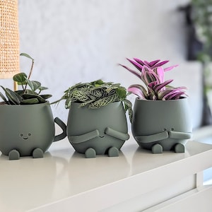 Set of Happy Face Plant Pots Cute Plant Pot Hear See and Be Silent ...