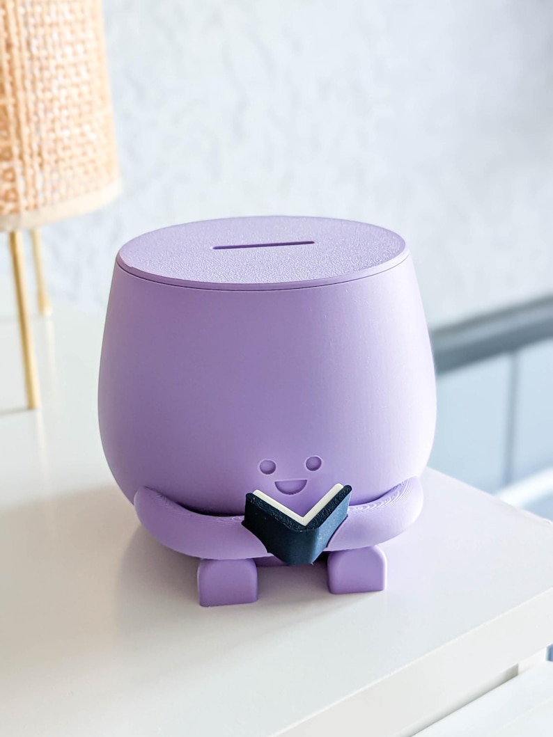 Happy Face Kids Piggy Bank Holding a Book Reading Book Lover Gift for ...