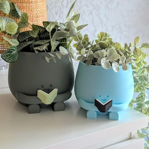 Reading Plant Pot Reading Book Lover Gift for Her Cozy Plant Pot Happy ...