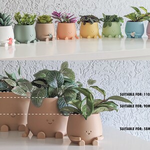 Set of Happy Face Plant Pots Cute Plant Pot Hear See and Be Silent ...