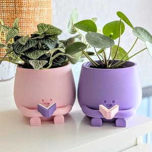 Reading Plant Pot Reading Book Lover Gift for Her Cozy Plant Pot Happy ...