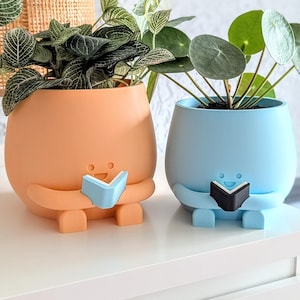 Reading Plant Pot Reading Book Lover Gift for Her Cozy Plant Pot Happy ...