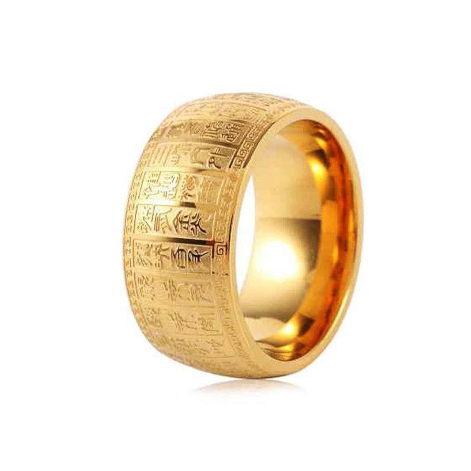 Heart Sutra Chinese Buddhism Ring Engraved Stainless Steel Zen Band ...
