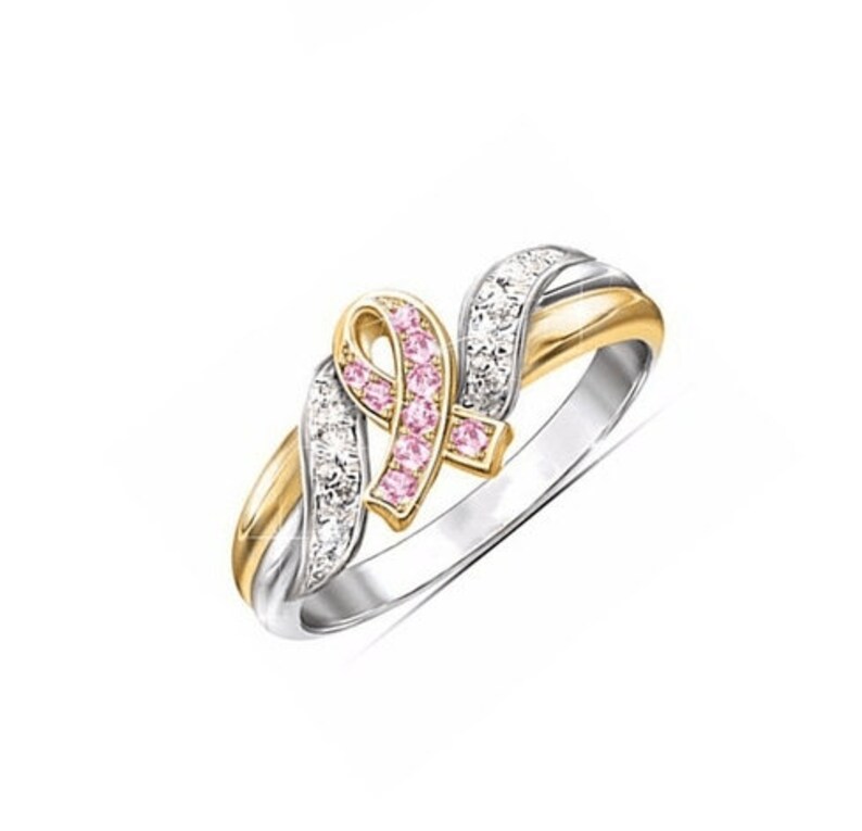 Pink Diamond Breast Cancer Awareness Ribbon Ring Supportive Cause ...