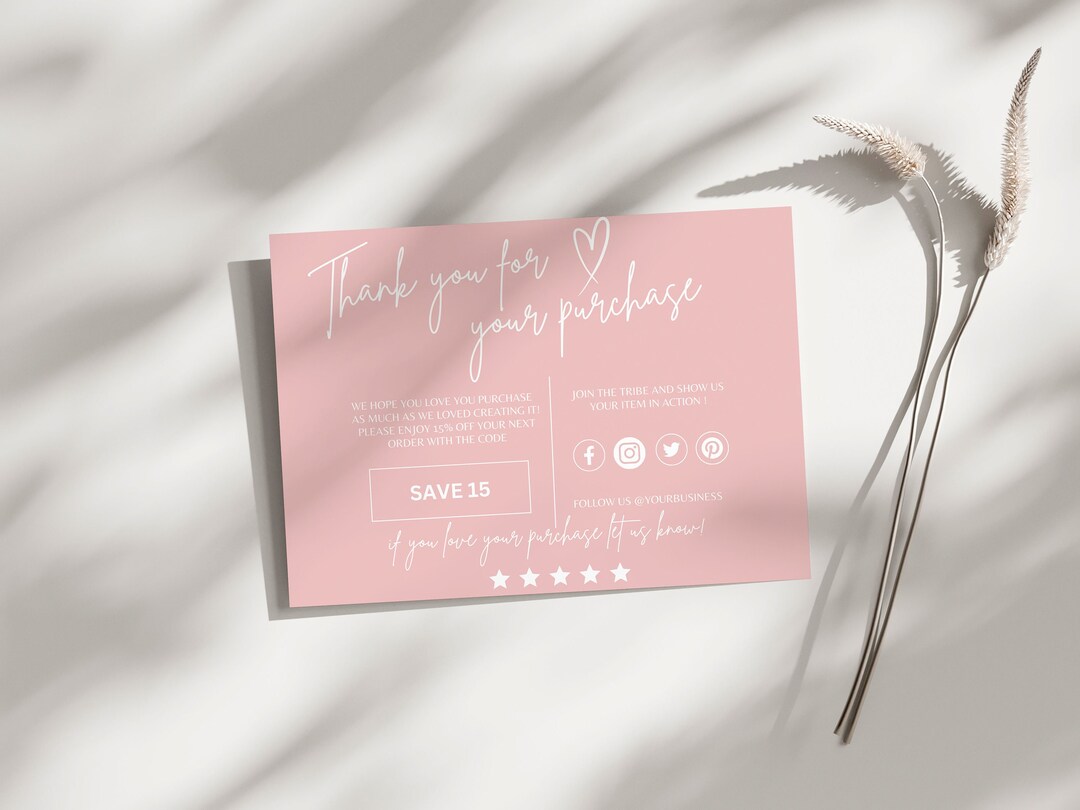 Business Thank You Card, Editable Modern Thanks for Your Purchase Card ...