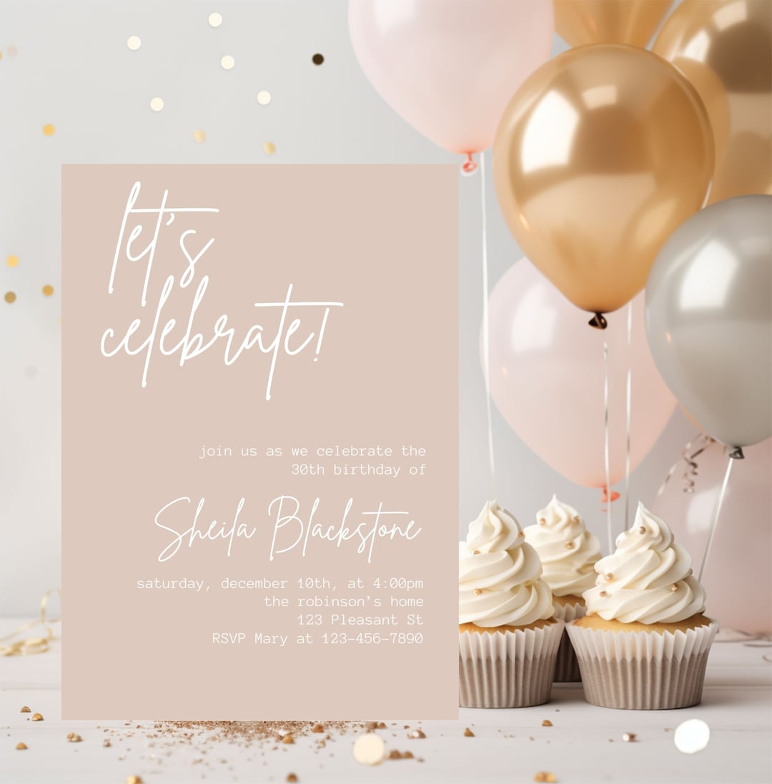 Let's Celebrate Party Invitation, Editable Birthday Invitation ...