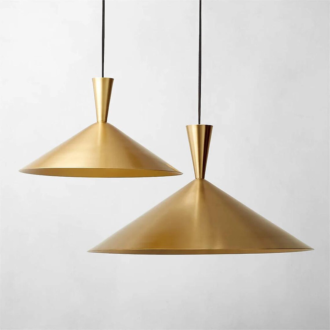 Set of 2 Handmade Brass Pendant Light, Polished Solid Brass Shade ...