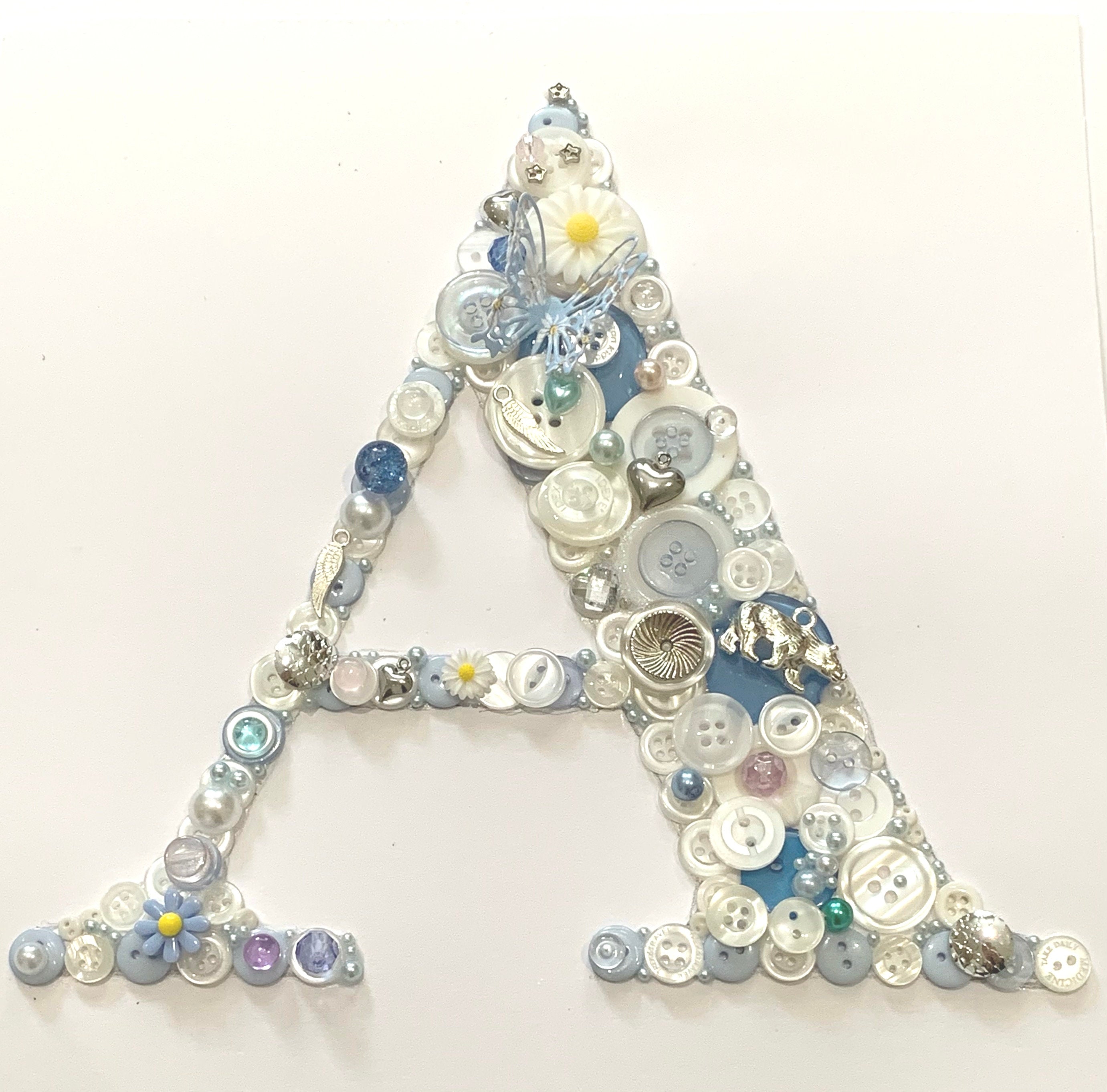 Angel Inspired Large Framed Button Art Piece. Initial A 25x25 Cms - Etsy