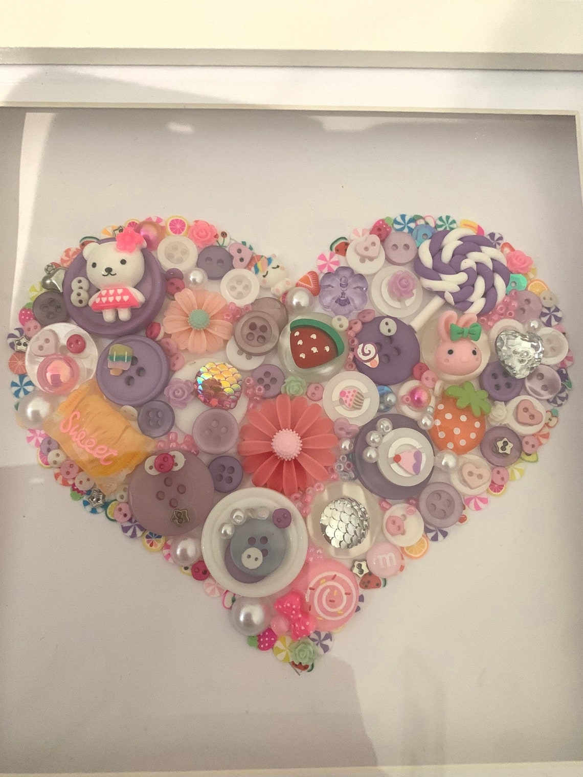 Sweets Heart Framed Button Art 21.5x21.5 Cms - Etsy
