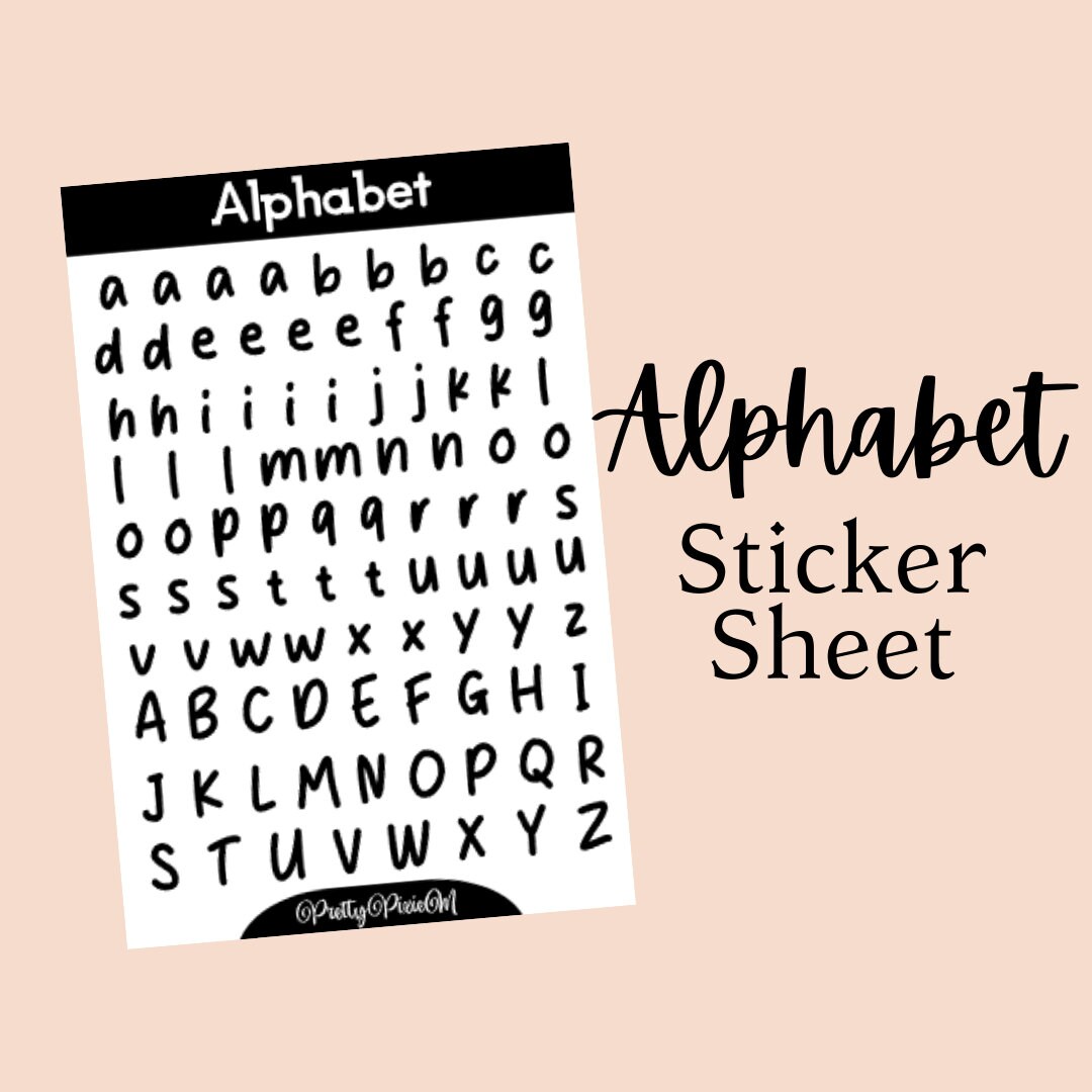 Alphabet Letters Sticker Sheet - Etsy