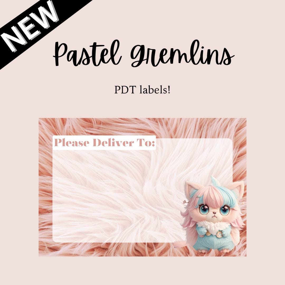 PDT Label - Pastel Gremlins - Etsy