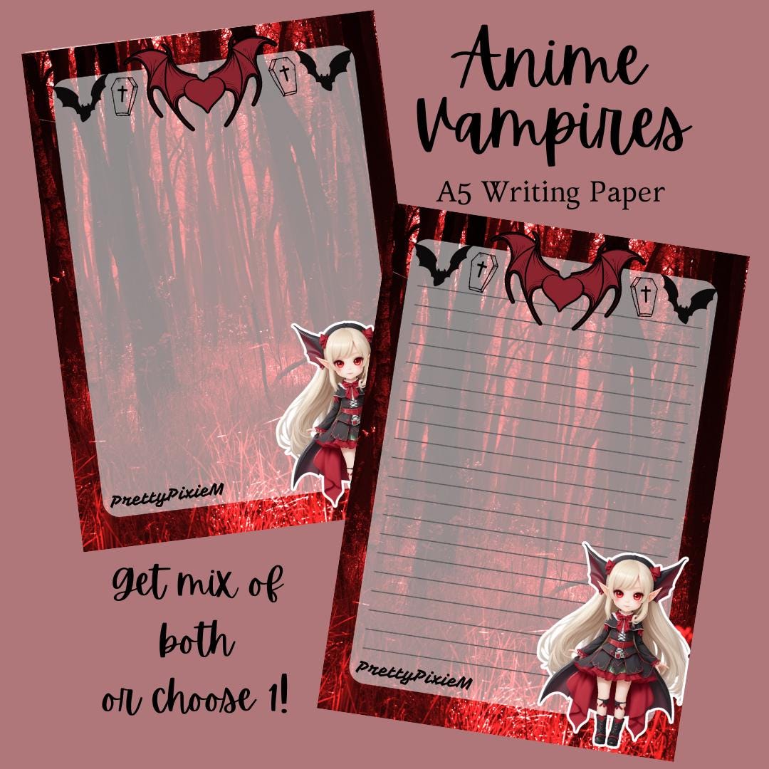 A5 Writing Paper Anime Vampires - Etsy