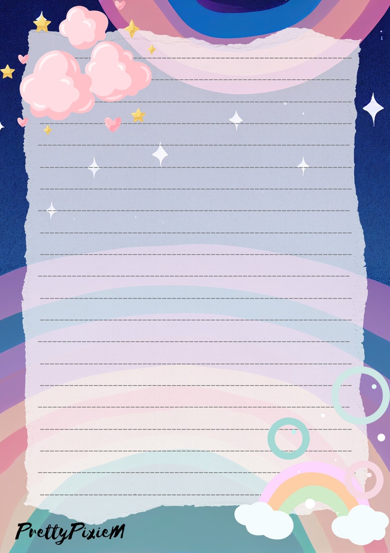 A5 Rainbow Cute Pastel Paper - Etsy