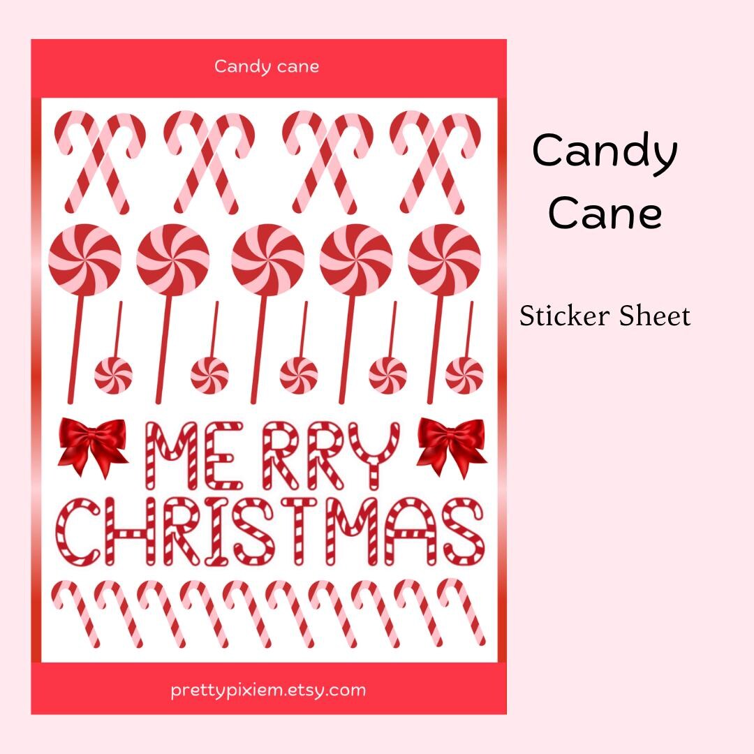 Candy Cane Sticker Sheet - Etsy