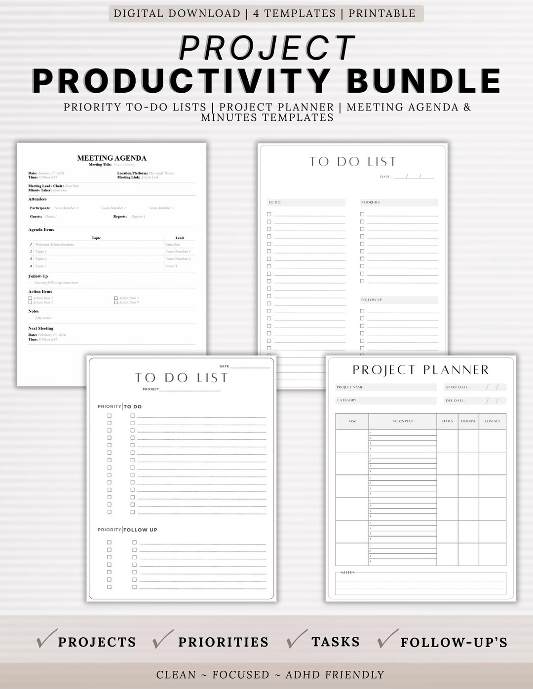 Project Productivity Bundle | Priority To-do Lists | Project Planner ...