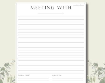 Meeting Notes Template Digital Download PDF, PNG, & SVG - Etsy
