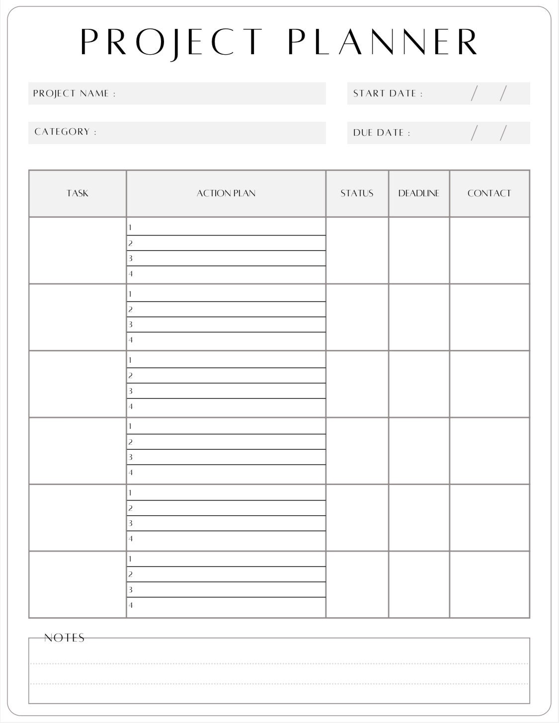 Project Planner Template - Etsy