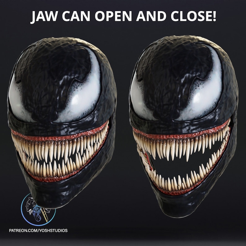 Poison (arachnid-man) 3D Printed Mask With Moving Jaw (physical ...